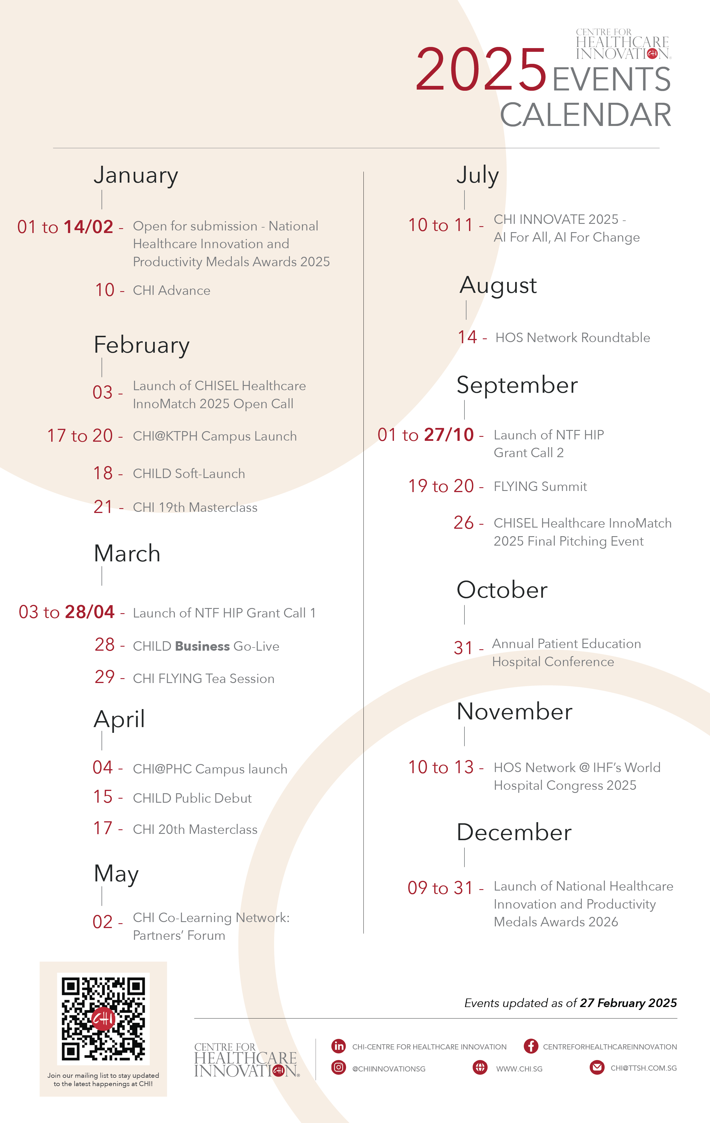 Calendar of Events 2025